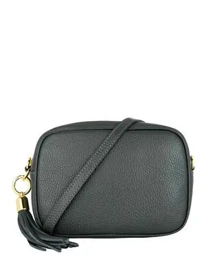 APATCHY LONDON The Tassel Dark Leather Crossbody Bag - Grey