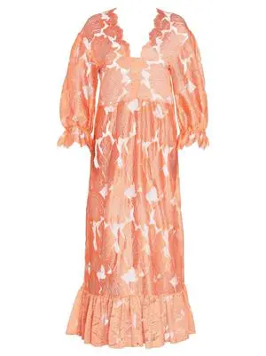 LISA THE LABEL Shell Tulle Maxi Dress - Orange