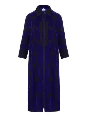 ANTRA DESIGNS Suki Midnight Silk Velvet Coat Dress - Blue