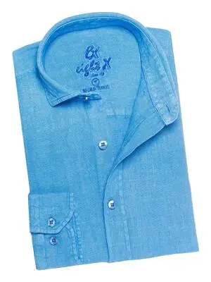 EIGHT X Linen Button Down Shirt Cerulean - Blue