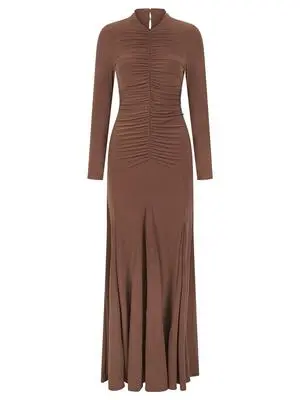 CELESTINE & MAE Zinnia Maxi Dress In Woodsmoke Tan - Brown