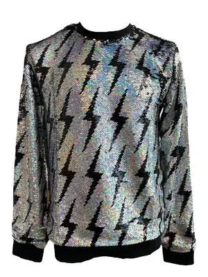 ANY OLD IRON Iridescent Lightning Sequin Sweatshirt - Silver