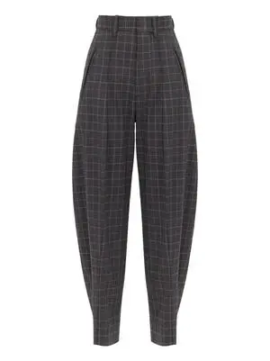GEORGETTE Georgette Charcoal Grid Tailored Trousers Black