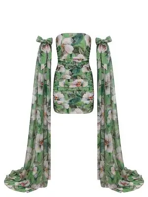 NUR KARAATA Poppy Reverie Dress - Green