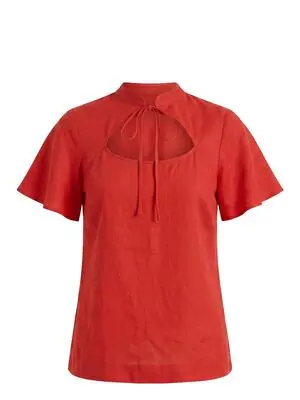 LILY AND LIONEL Camille Flutter Sleeve Top - Red