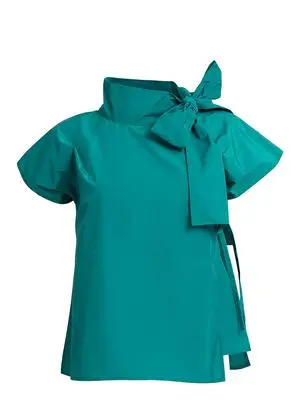 BIANCA POPP Halves Blouse With Shoulder Ribbon In Taffeta - Green