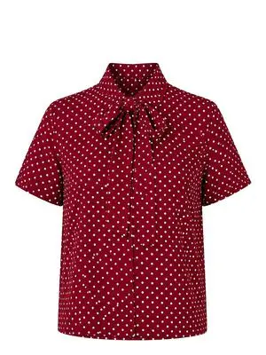 GUNDA HAFNER LTD Polka Dot Short Sleeve Bow Shirt - Red