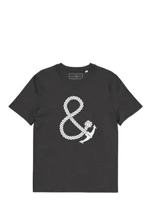 ANCHOR & CREW Heather Oversized Ampersand Signature Organic Cotton T-shirt - Black