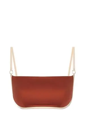 YORSTRULY Bari Bikini Top Colour Copper Bandeau Bikini Top With Adjustable Straps & Removable Paddings - Brown
