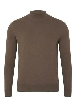 PAUL JAMES KNITWEAR Spencer Mock Turtle Neck Jumper - Brown