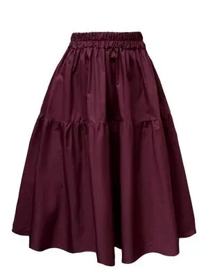 FROCK TALES Tahiti Midi Skirt With Pockets In Cherry Laquer - Red