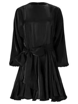 LITA COUTURE Asymmetric Pure-silk Mini Dress - Black