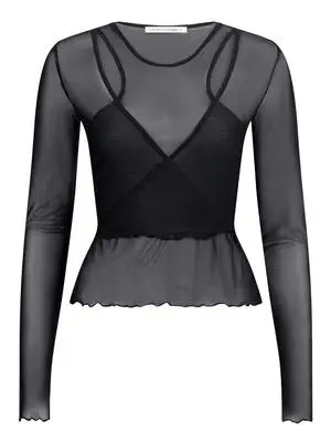 LOVE AND NOSTALGIA Wrap It Up Mesh Top - Black