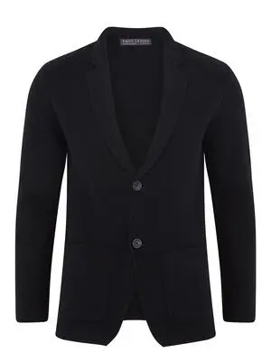 PAUL JAMES KNITWEAR Midweight Lambswool Benedict Knitted Blazer - Black