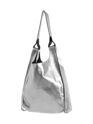 JUAN-JO Leather Shoulder Bag Slouchy Hobo Handbag - Silver