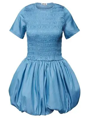 AMY LYNN Eleanor Lyocell Chambray Ultra Mini Puffball Dress - Blue