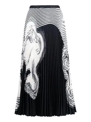 WILD COSMOS Diana Arabesque Pleated Skirt - Black