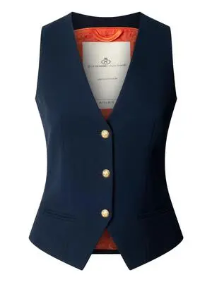 THE EXTREME COLLECTION Navy Tailored Vest With Gold Buttons Atelier - Blue