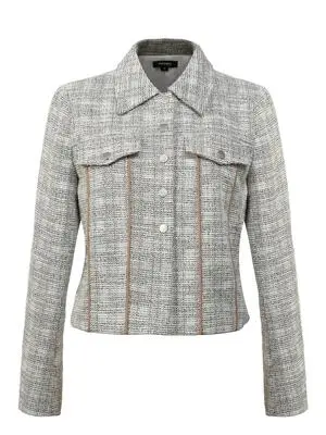 SMART AND JOY Crop Jacket With Pocket Flaps And Bias - Brown
