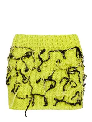 SARAH REGENSBURGER Chunky Knit Mini Skirt With Banana Yarn Application - Yellow