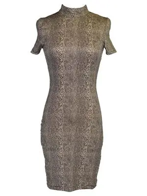 JENNAFER GRACE Viper Villain Mockneck Mini Dress - Brown