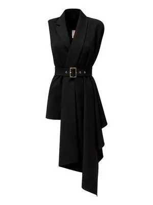 JULIA ALLERT Asymmetrical Sleeveless Blazer - Black