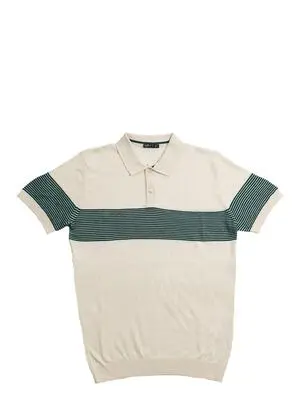 EIGHT X Neutrals / Striped Chest Knit Polo Beige - Green