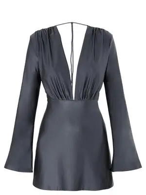 AGGI BY HALEWSKI Julietta Smoked Pearl Mini Dress With Flared Sleeves - Black