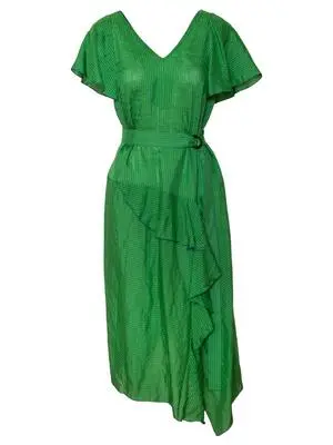 ARTISTA Midi Dress With Frill Detail - Green