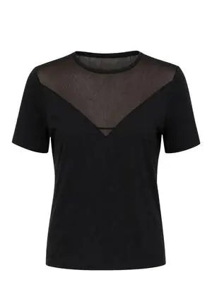 MARIANNE BY MARIE JORDANE Devon Organic Cotton T Shirt With Sheer Panel - Black
