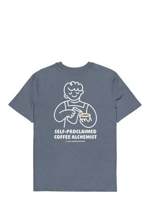 ANCHOR & CREW Anchor & Crew Gustatory Coffee Alchemist Embroidered Organic Cotton T-Shirt Blue