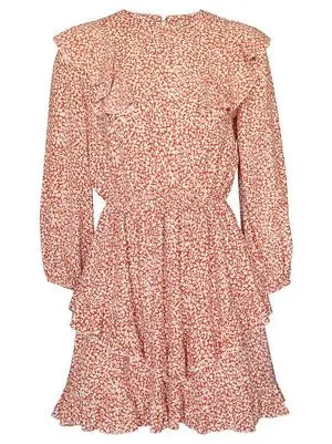 2KSTYLE Abito Ruffled Floral-print Viscose Mini Dress Multicolor - Orange