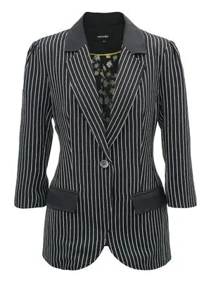 SMART AND JOY Bi-material Striped Jacket - Black