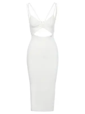 NISSA Knitted Midi Dress - White