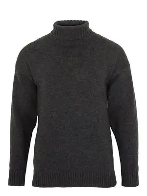 PAUL JAMES KNITWEAR Merino Wool Submariner Roll Neck Jumper - Black