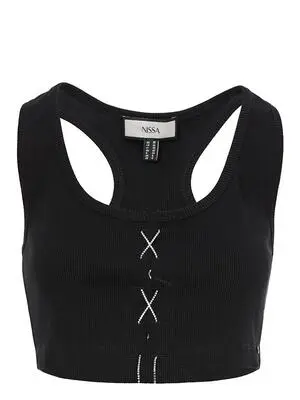 NISSA Embellished Crop Top - Black