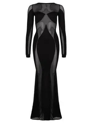 OW Sierra Long Sleeve Mesh Maxi Dress - Black