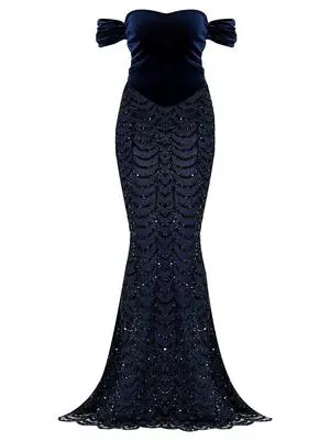NUR KARAATA Dynasty Waltz Dress - Blue