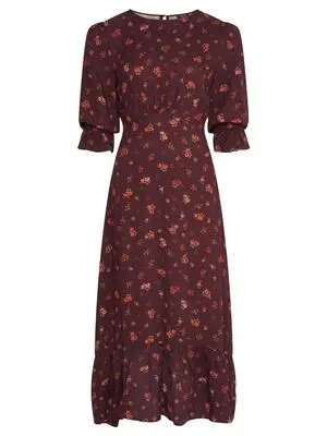 LATELIER LONDON Ellie Ditsy Floral Midi Dress - Red