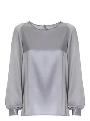 HELENE GALWAS Grey / Silver Alina Silver Silk Blouse - Grey/silver