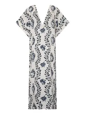AGUACLARA Dynastie Long Tunic Kaftan With Exclusive Print - Blue