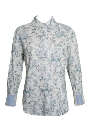 FLORA BY ALEXANDRIA Blue / White Lydia Button Down In Sea Salt - Blue/white