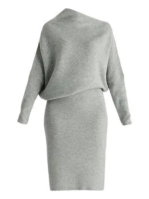 PAISIE Draped Knitted Dress - Grey