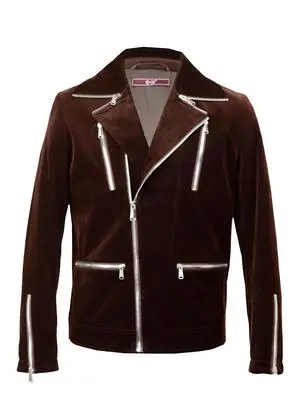 DAVID WEJ Washington Corduroy Biker Jacket - Brown