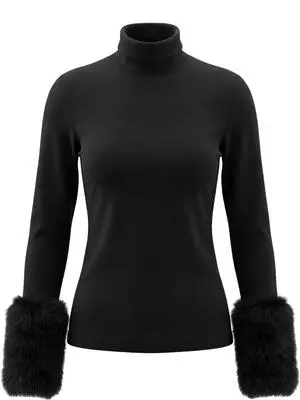 VIRAGO Nemesis Turtleneck With Fur Trims - Black