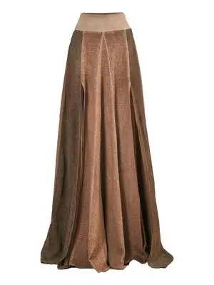 ZHENABIA Zhe Skirt Boho High Slit Maxi Skirt - Brown