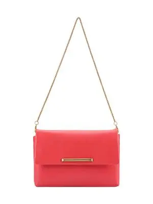 PAUL COSTELLOE Tilda Leather Clutch Hibiscus - Red