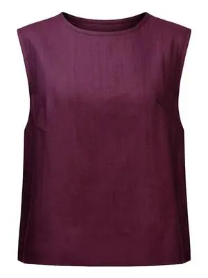 STOVARIA Wine Handwoven Cotton Silk Structu Sleeveless Top - Red