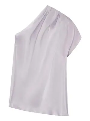 THE SUMMER EDIT Emily Silk One-shoulder Top - Silver
