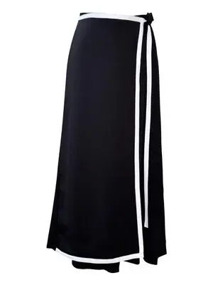 LONDON ATELIER BYPRODUCT Asymmetrical Culottes Trousers With Wrap Detail - Black